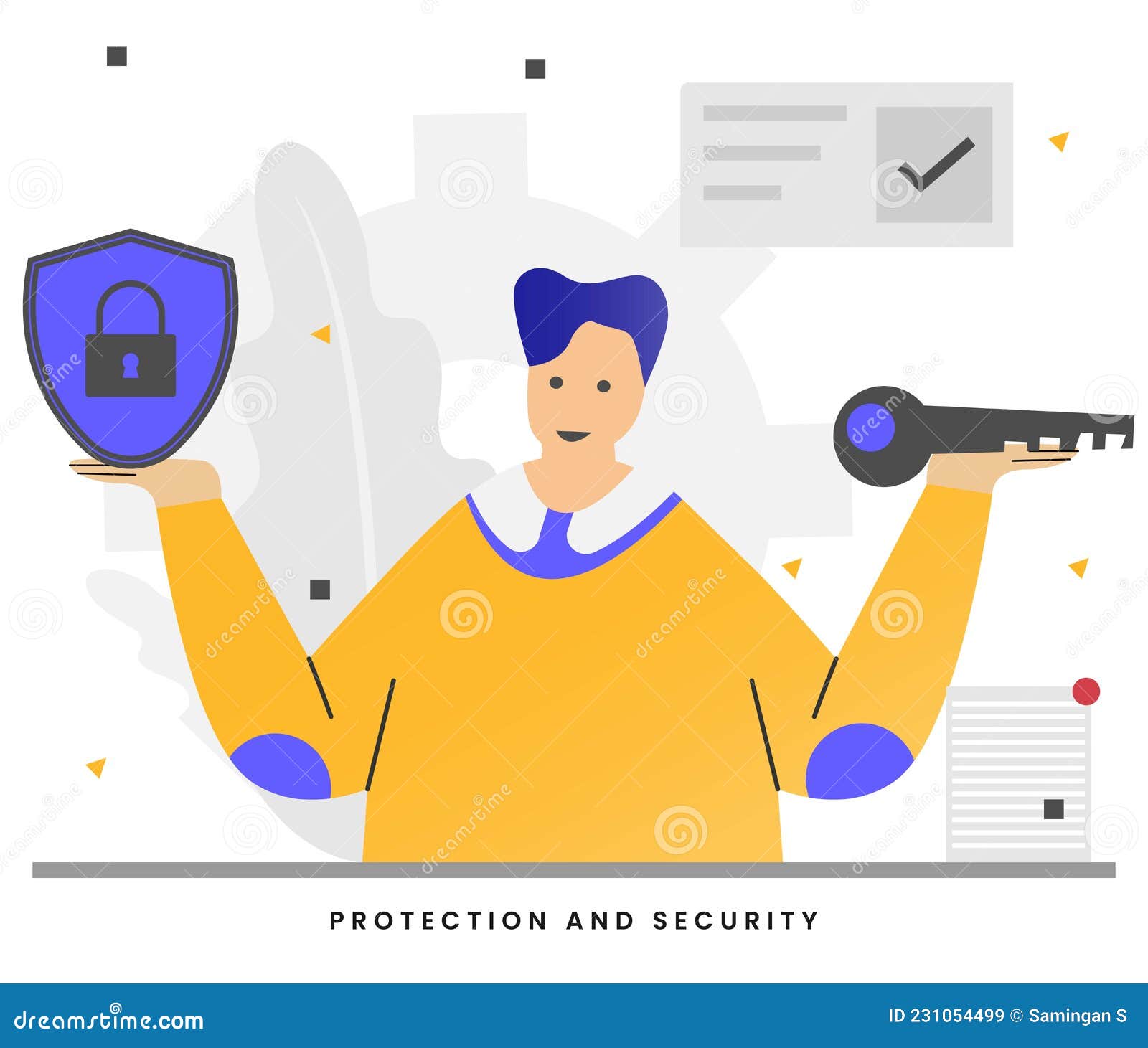 Flat Vector Illustration Protection and Security Data Concept Stock ...