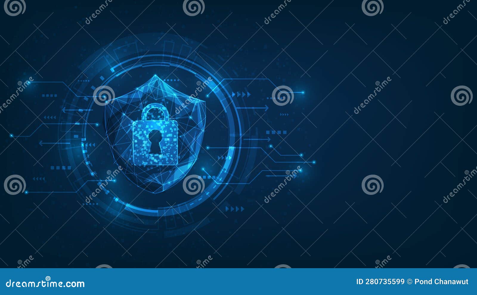 Protection Security Technology Digital on Blue Dark Background. Cyber ...