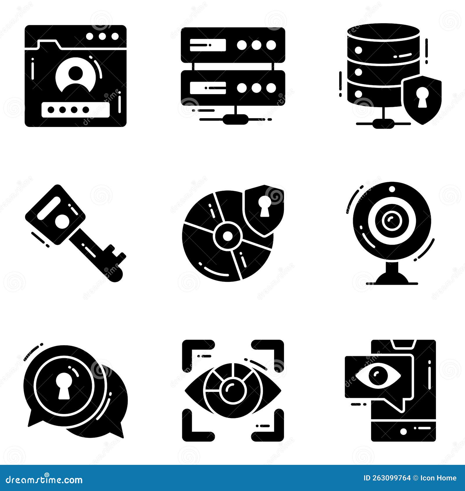 Protection and Security Vector Glyph Icons Set Cyber Computer Network ...