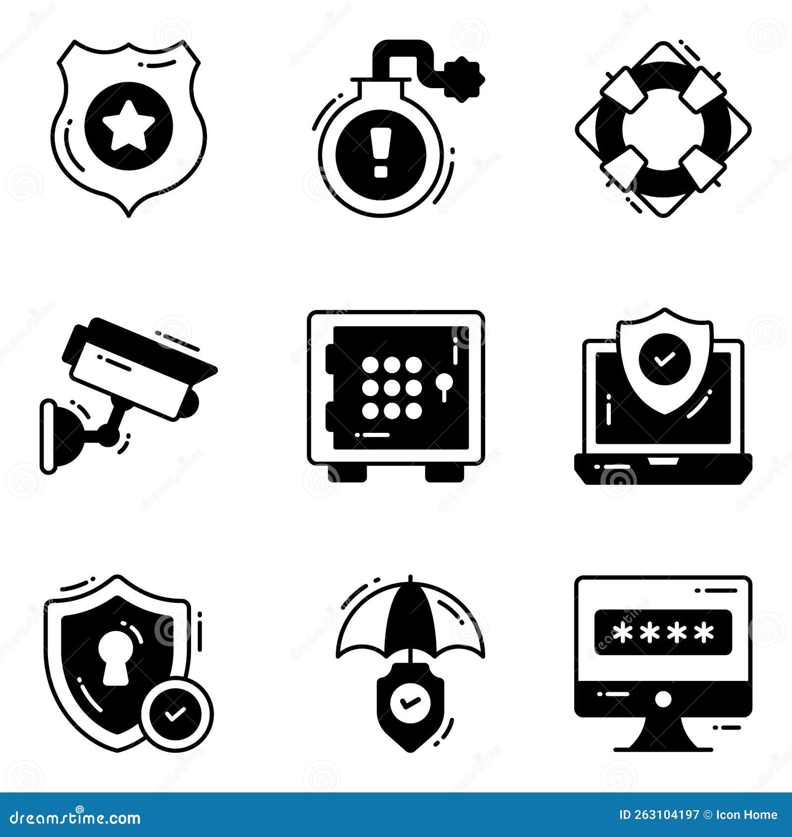Protection and Security Vector Glyph Icons Set Cyber Computer Network ...