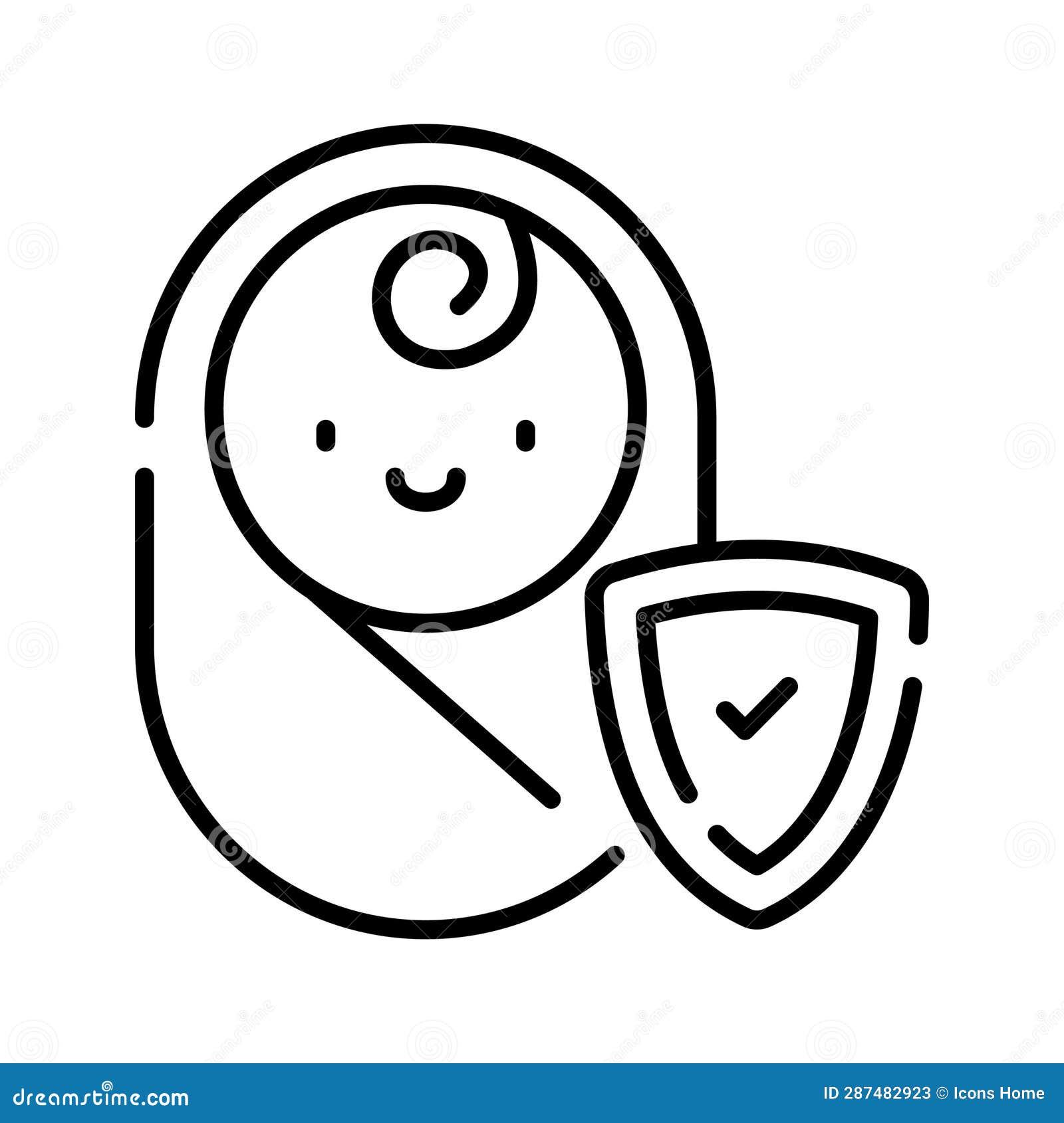 Protection Shield with Baby, Baby Insurance, Child Safety Vector Design ...