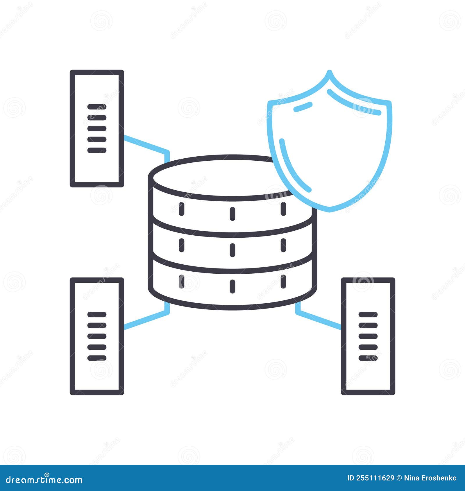 Protection Shield Data Line Icon, Outline Symbol, Vector Illustration ...