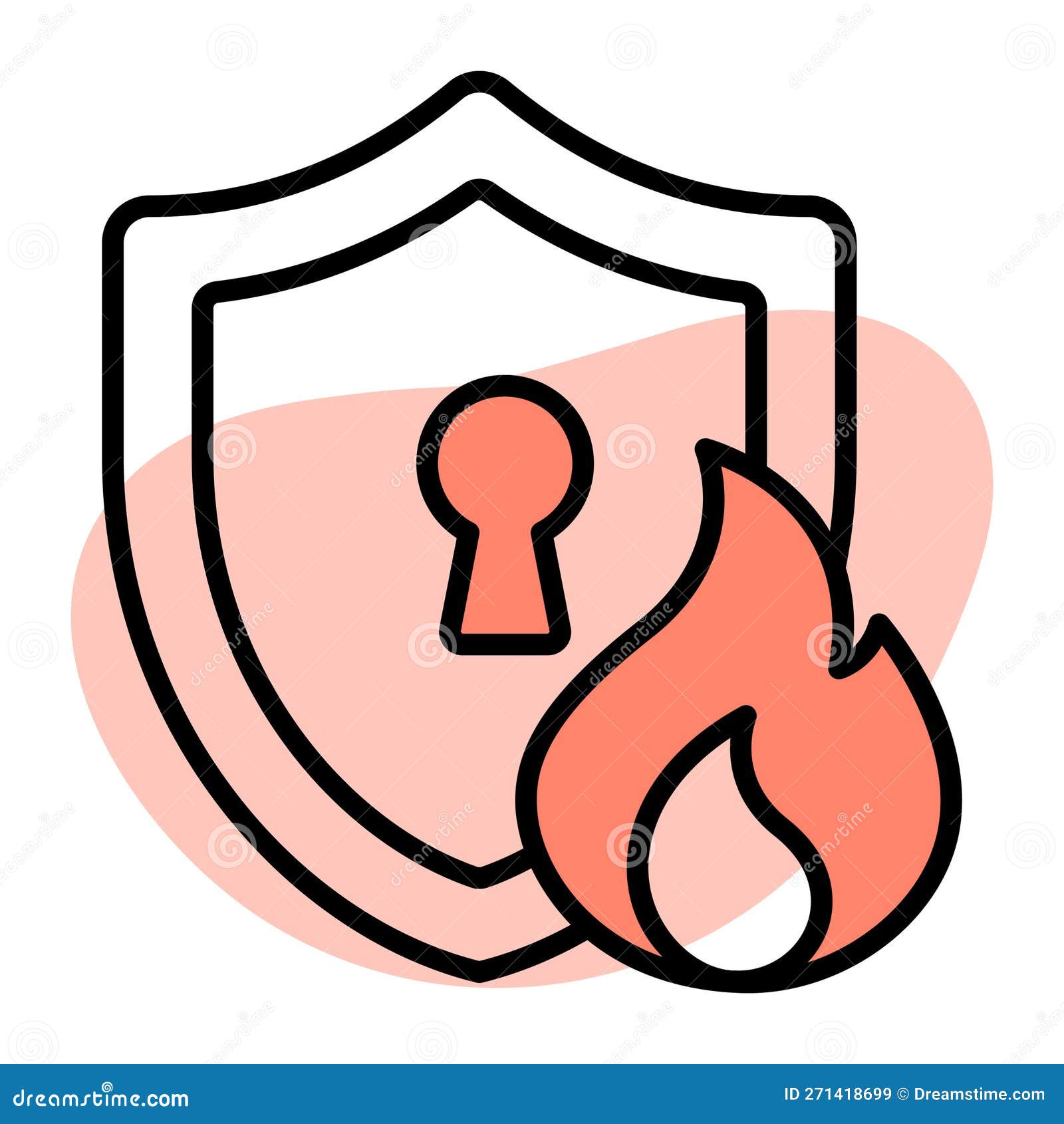 Protection Shield with Fire Flame Showing Concept of Fire Protection ...