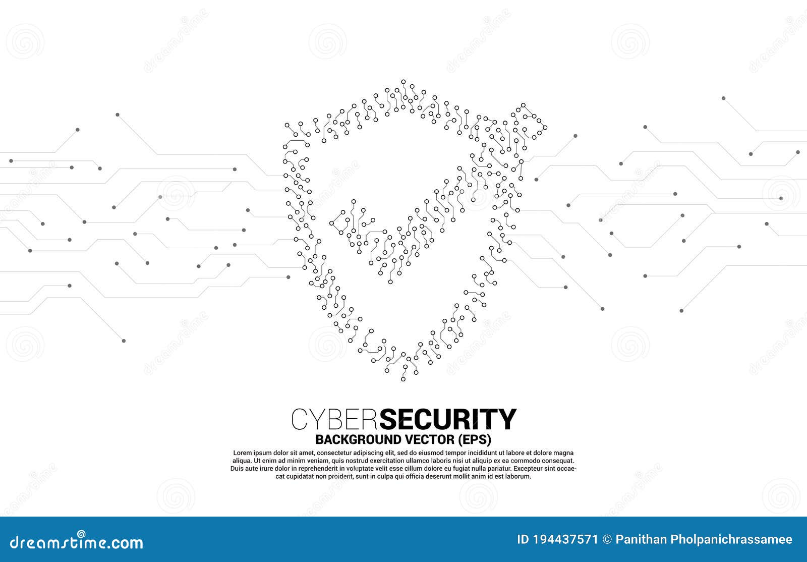 Protection Shield Icon from Circuit Board Style Dot Connect Line. Stock ...