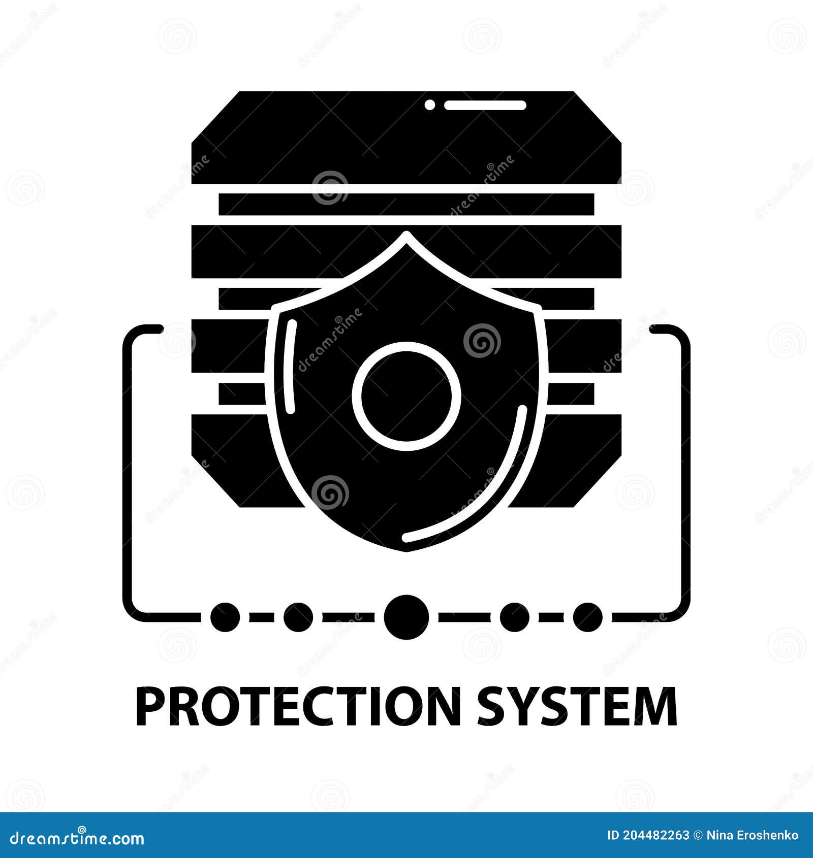 Protection System Symbol Icon, Black Vector Sign with Editable Strokes ...