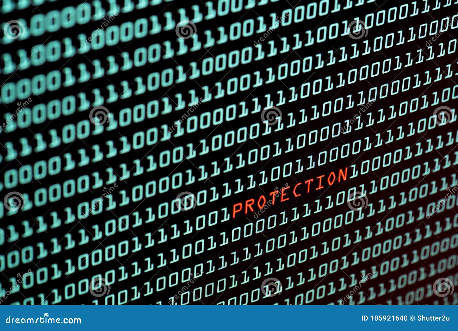 Protection Text and Binary Code Concept from the Desktop Screen, Selective Focus Stock Photo ...
