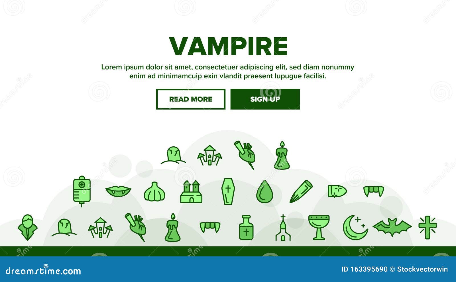 Protection from Vampire Vector Linear Icons Set Stock Vector ...