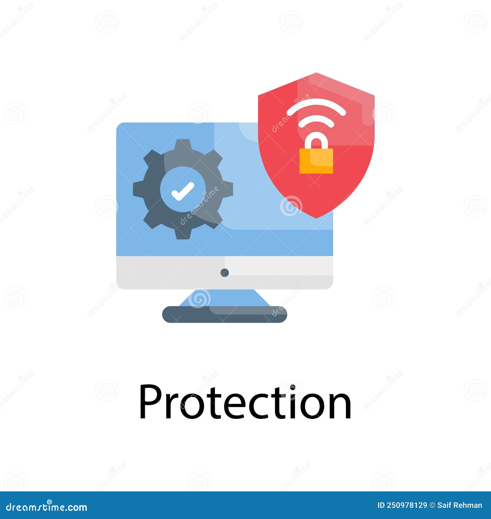 Protection Vector Outline Icon Design Illustration. Stock Illustration ...