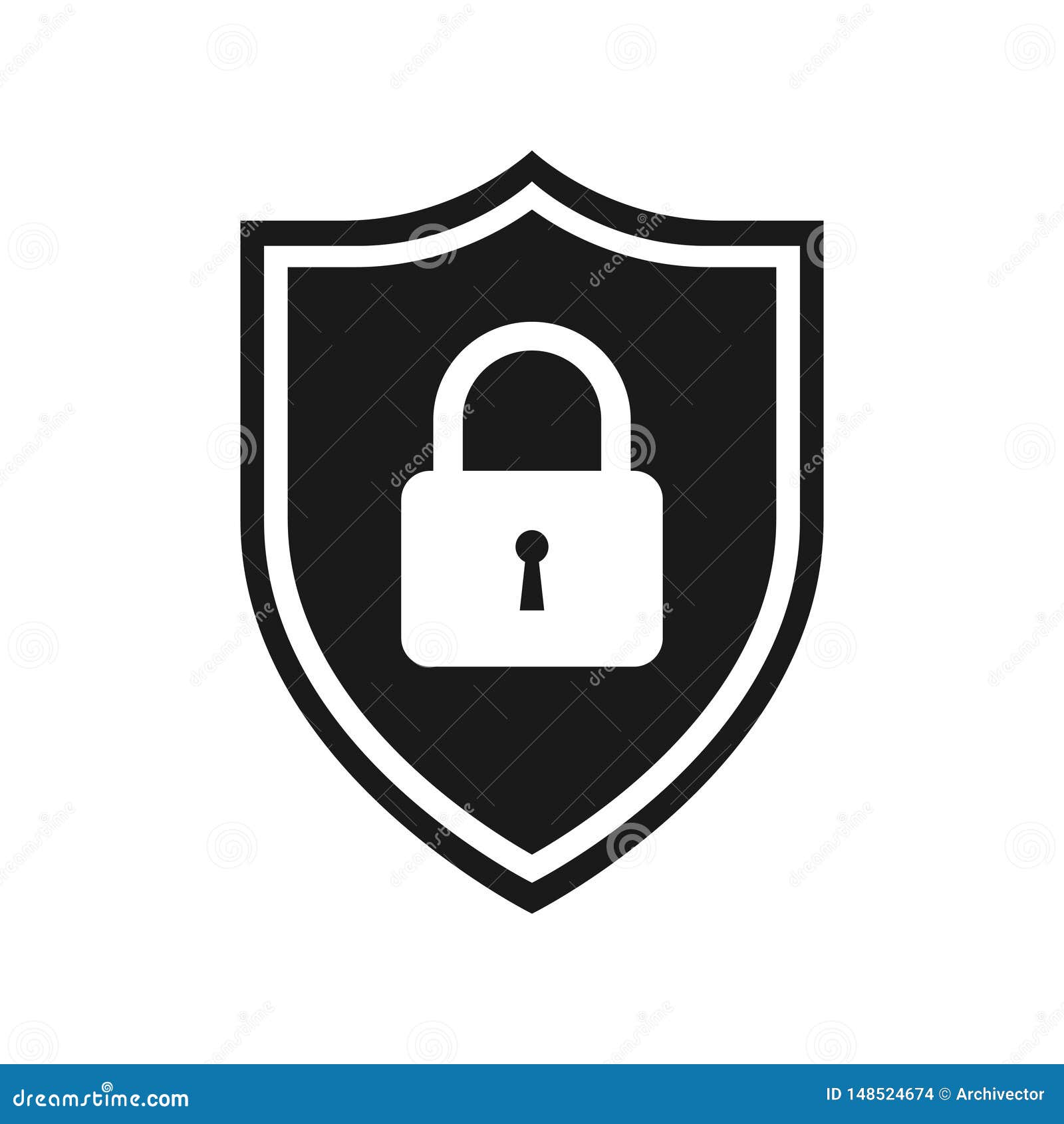 Web Protection Graphic Black and White Icon. Stock Vector ...