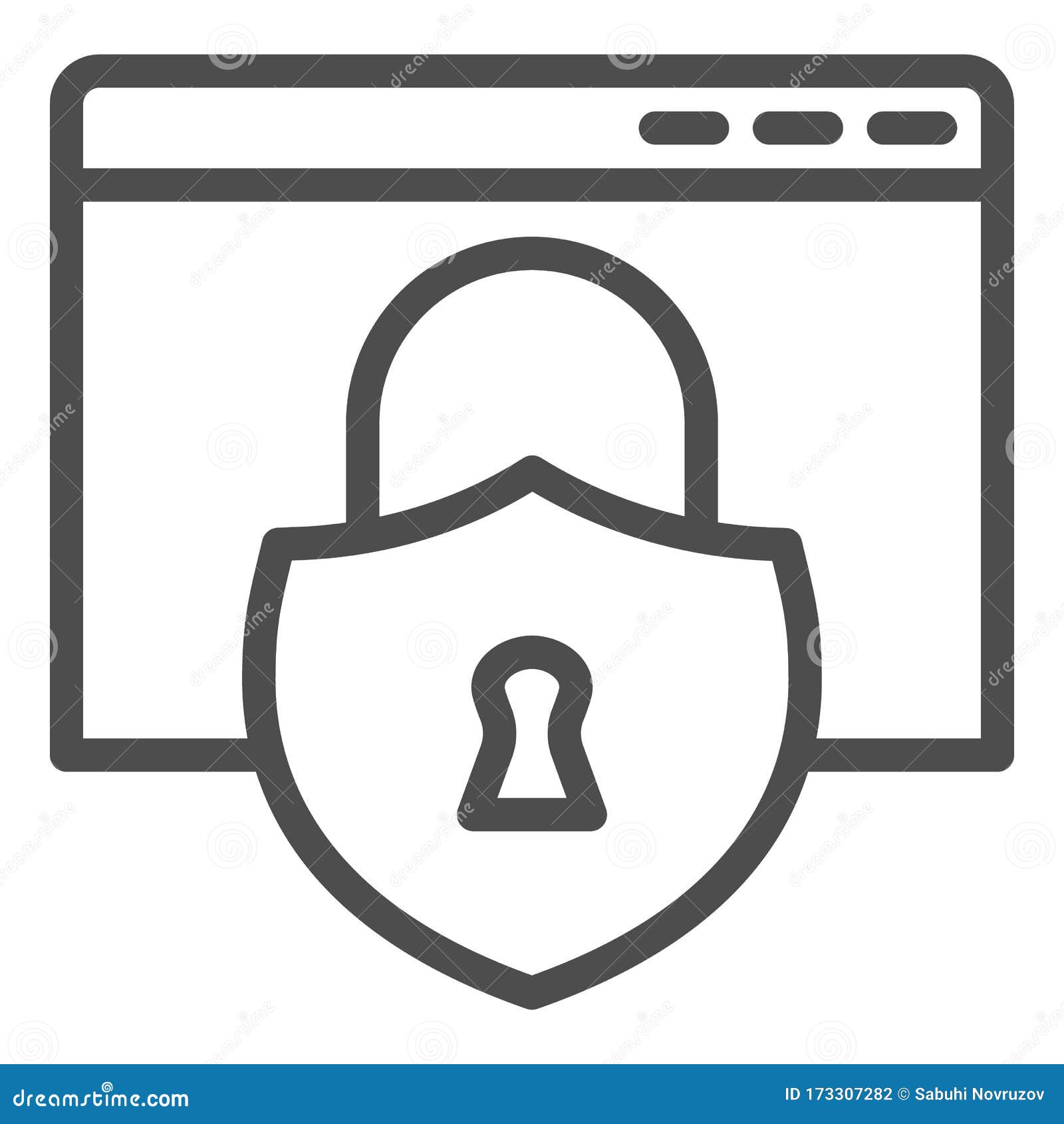 Protection Window Line Icon. Web Browser Safety with Lock Stock Vector ...