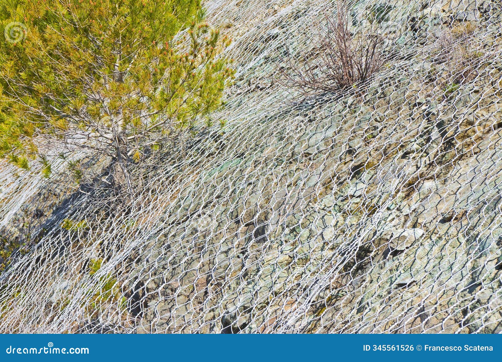 Protection Wire Mesh Against Falling Rocks from the Mountains Stock ...