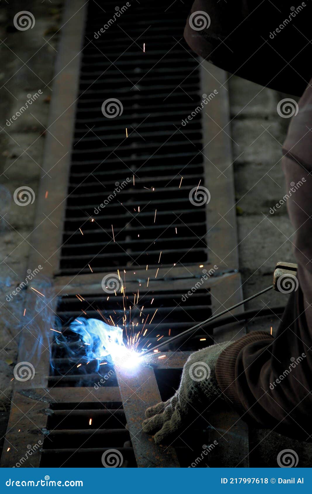 Protection of Workers Hands when Welding Iron Stock Photo - Image of ...