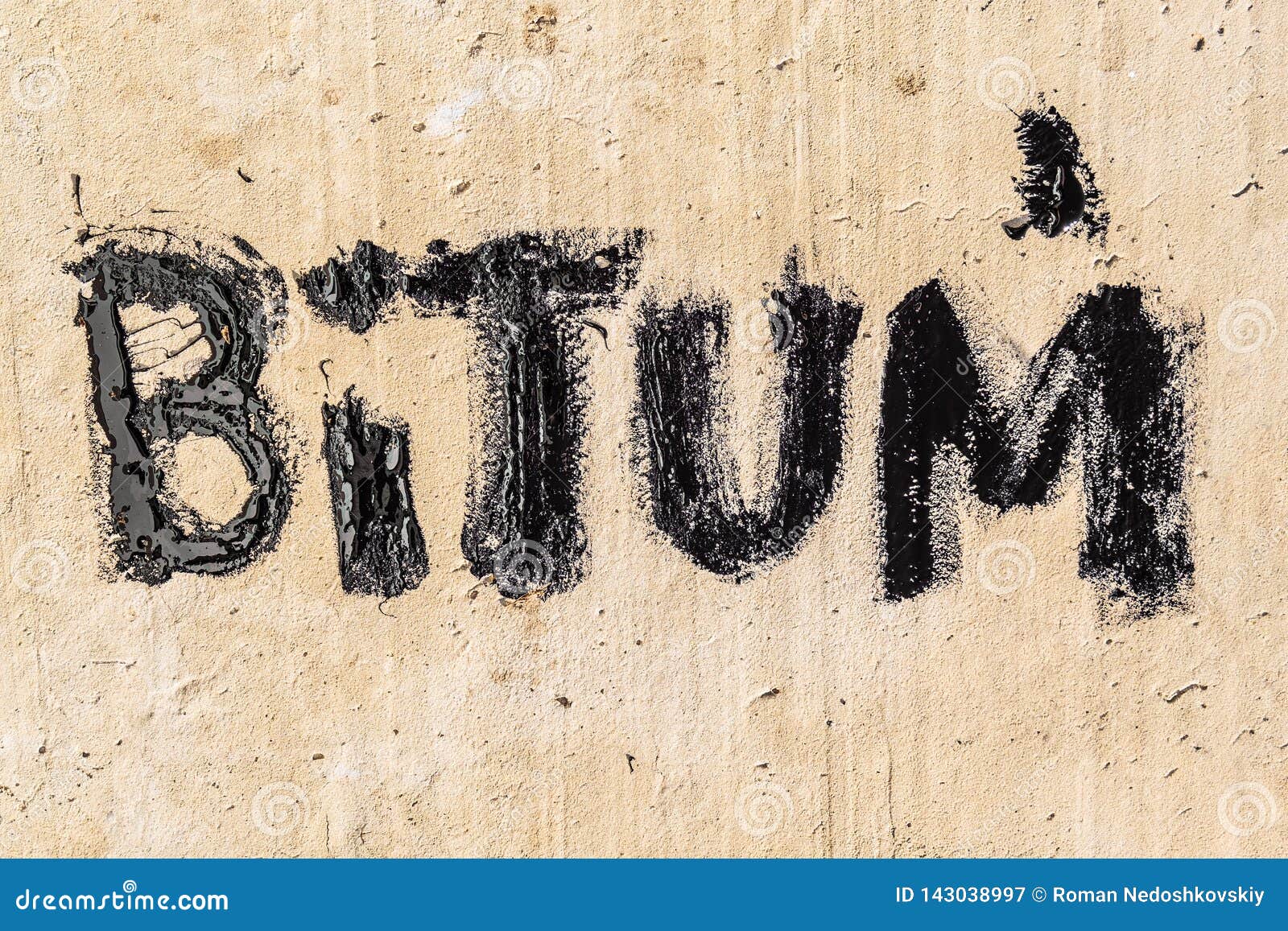 Protective Bitumen Mastic on Concrete Pavement. Bitum - Black ...