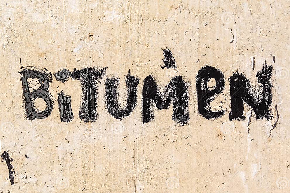 Protective Bitumen Mastic on Concrete Pavement. Bitumen - Black ...