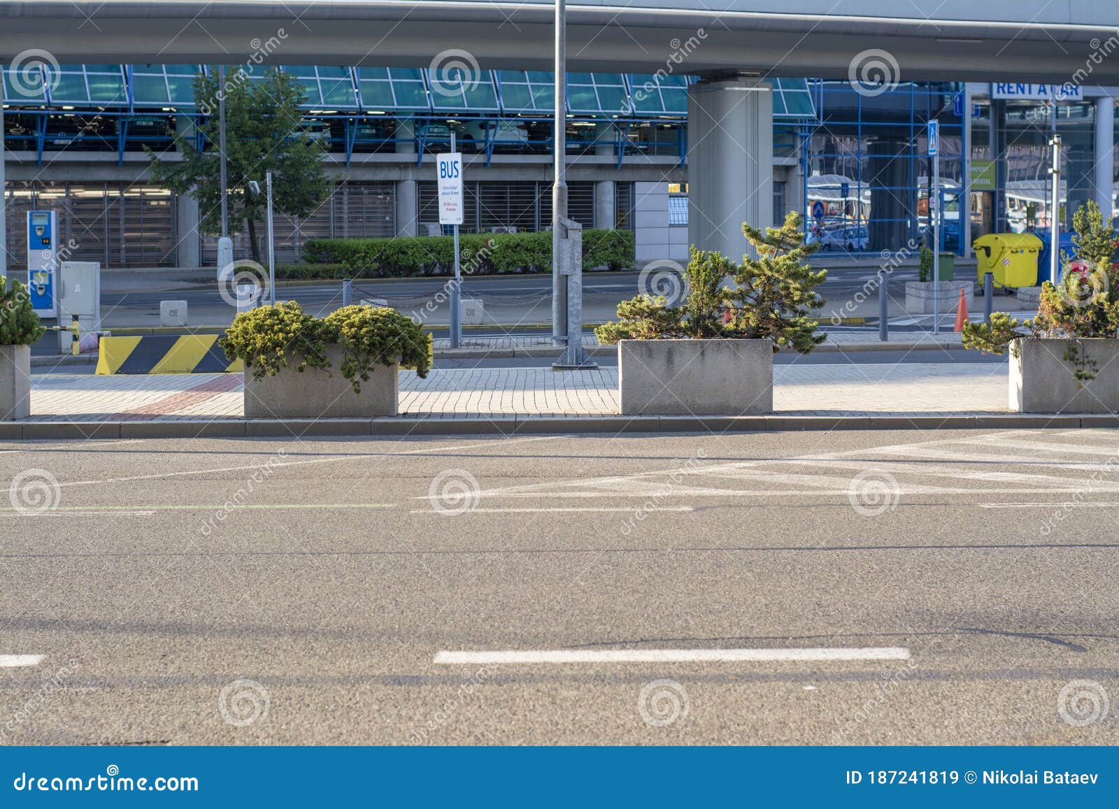 Protective Concrete Blocks Separating the Road and Sidewalk Stock Image ...
