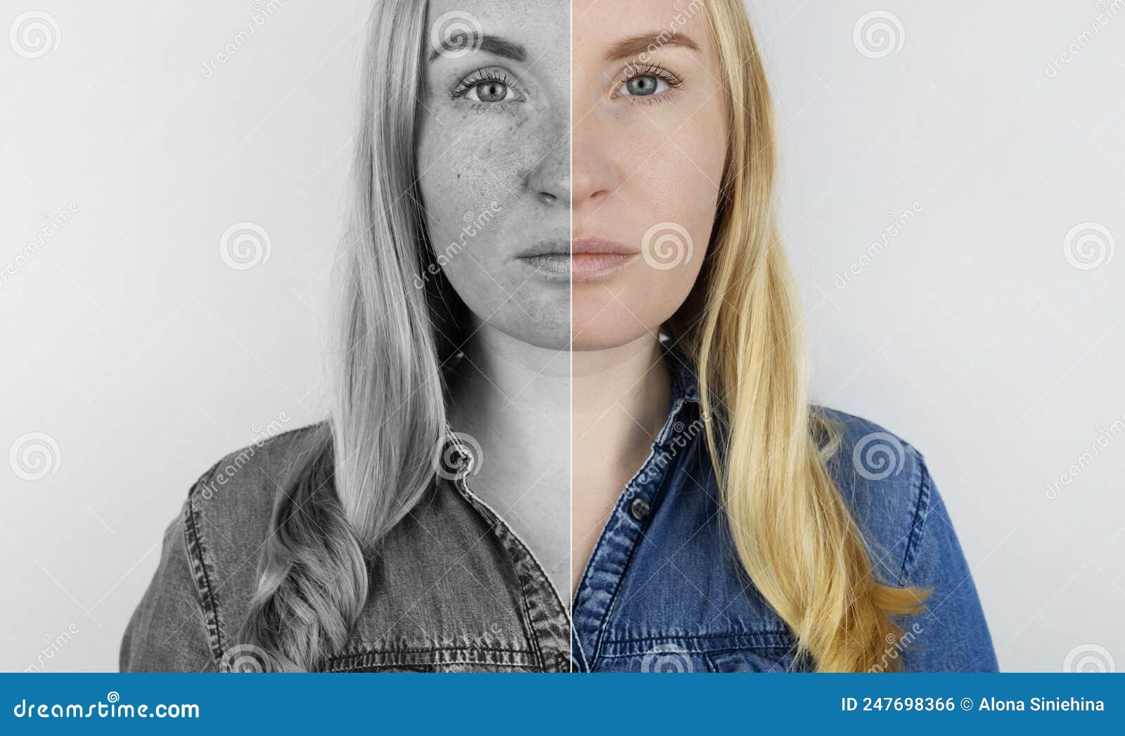 Ultraviolet Rays on Skin. Protective Creams Test. on the Left, the Skin ...