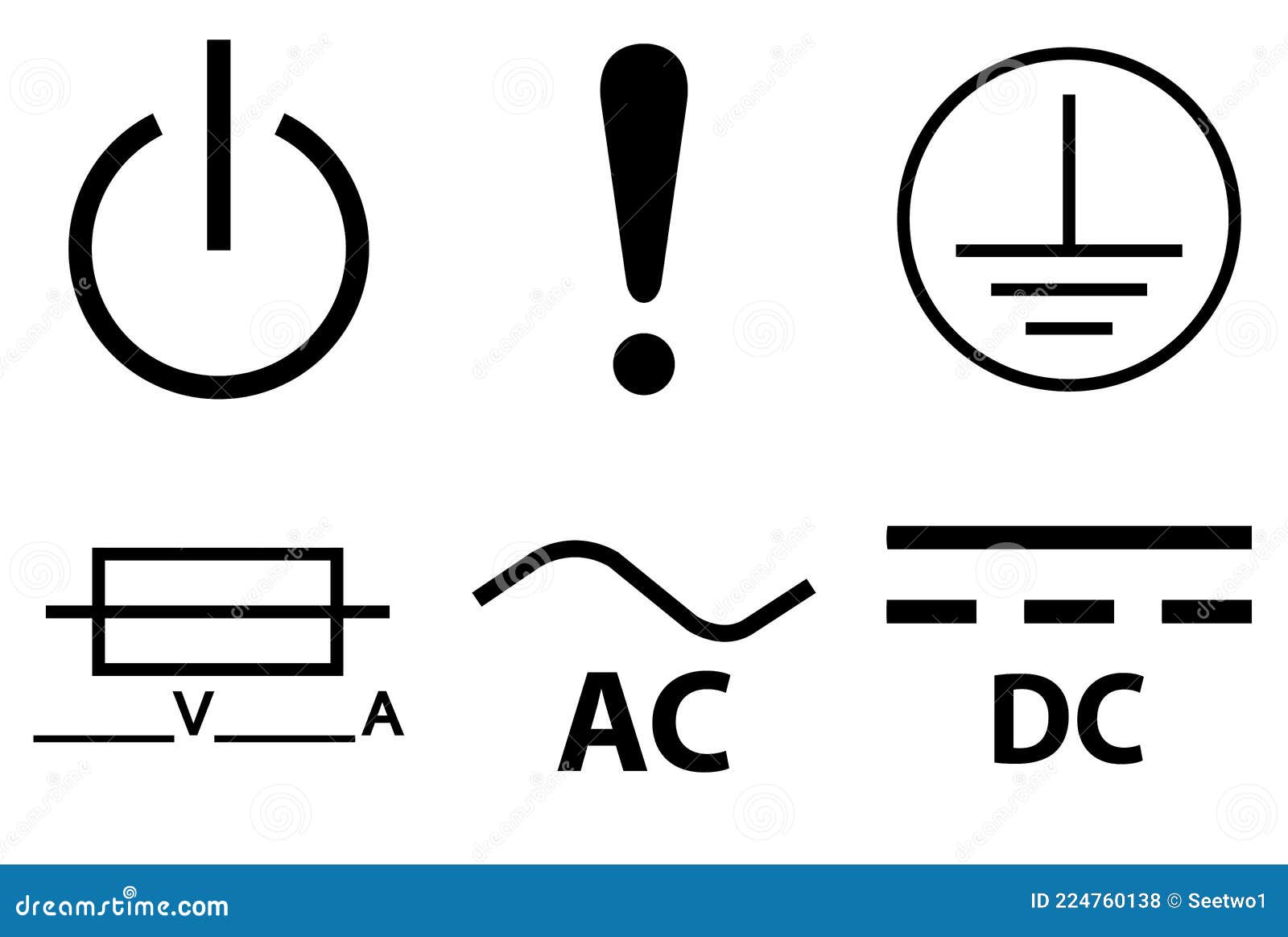 Protective Earth Ground,DC,AC Circuit Power Symbol Sign Stock Vector ...