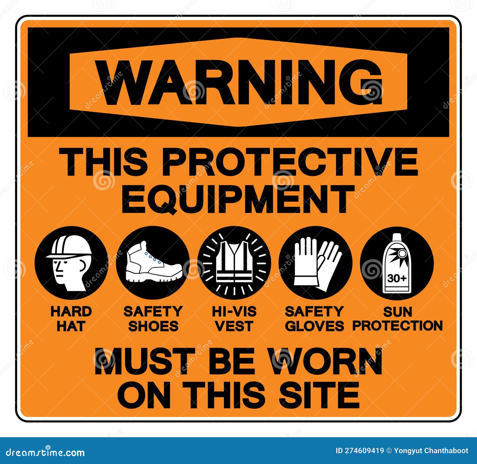 This Protective Equipment Must Be Worn on this Site Symbol Sign ,Vector ...