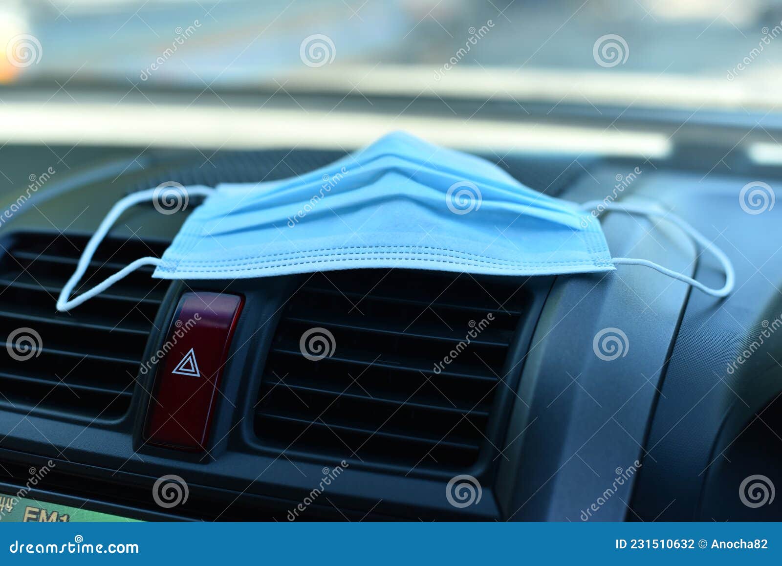 Protective Face Mask in Car Stock Photo - Image of security, pollution ...