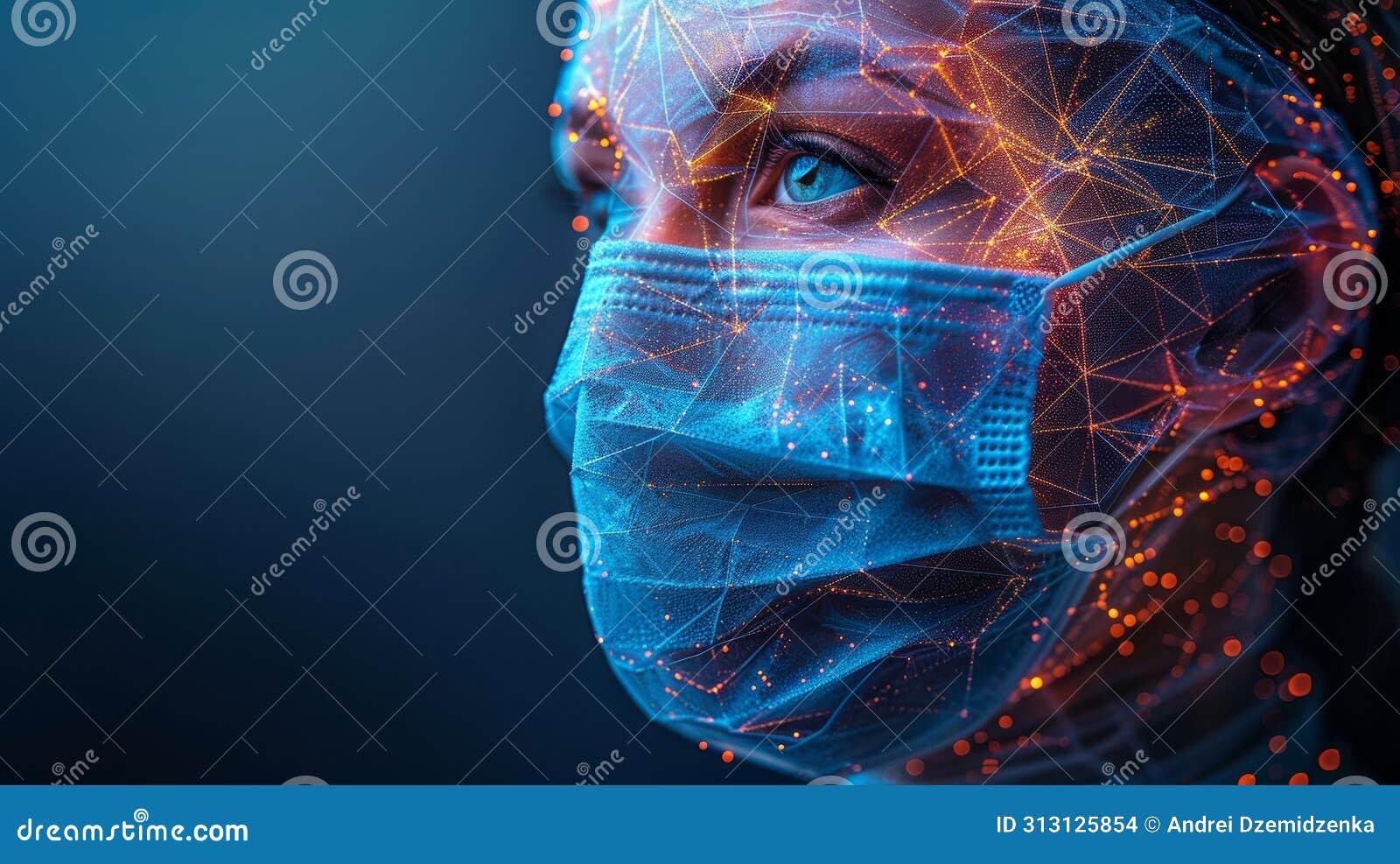 This is a Protective Face Mask. the Mask Has a Low Poly Wireframe Style ...