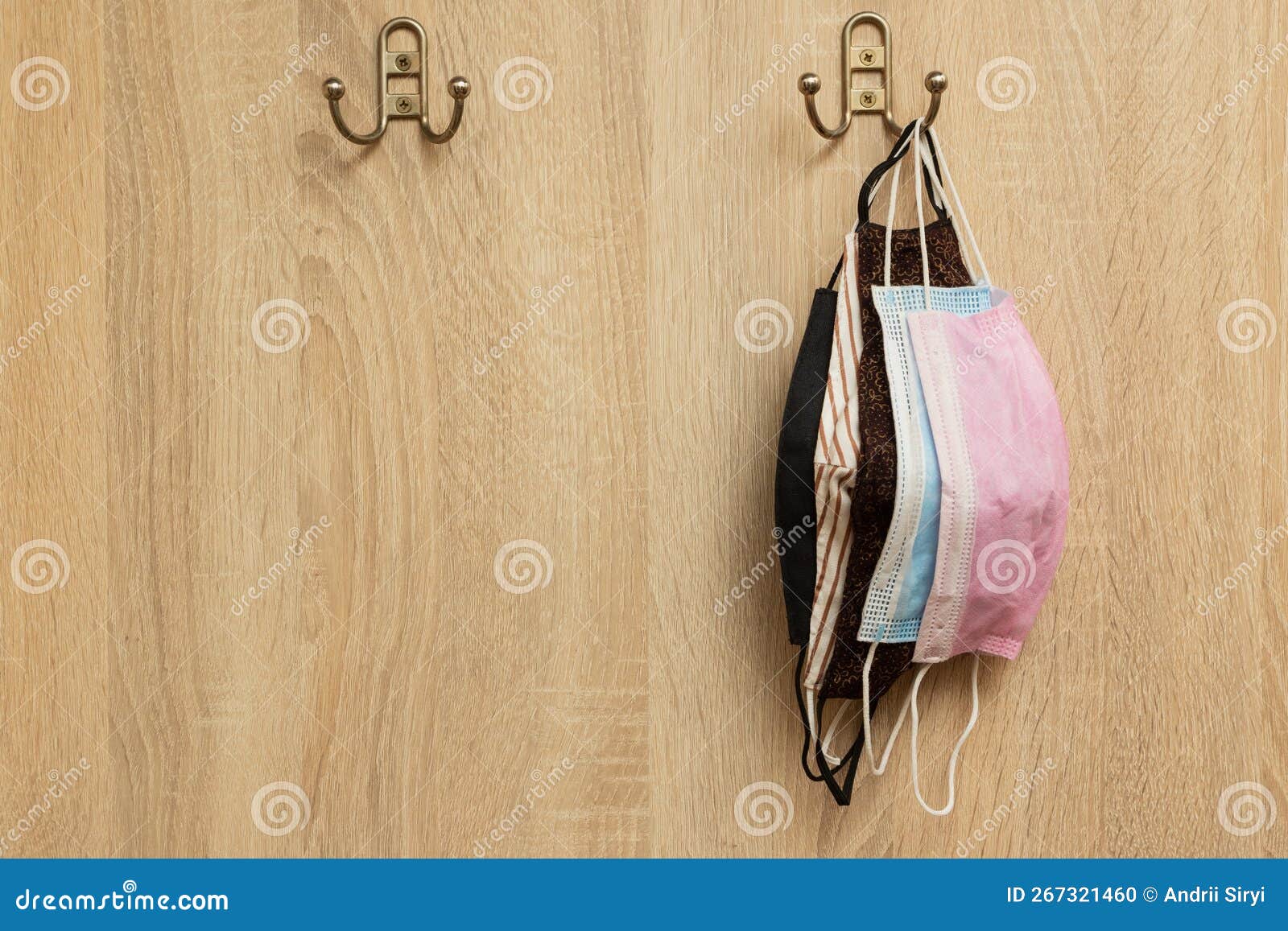 Protective Face Masks Hanging in the Hallway Stock Photo - Image of ...