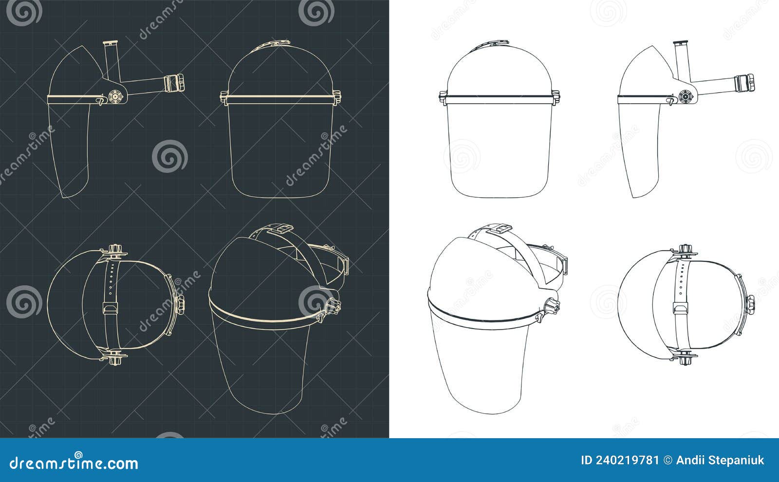 Protective Face Plastic Mask Blueprints Stock Vector - Illustration of ...