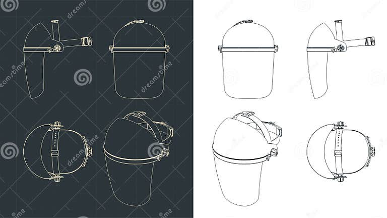 Protective Face Plastic Mask Blueprints Stock Vector - Illustration of ...