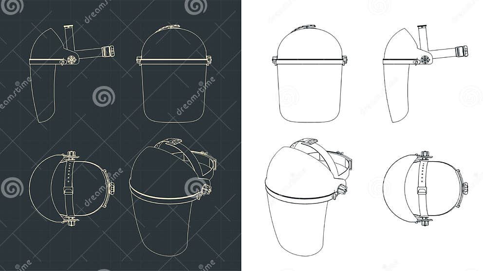 Protective Face Plastic Mask Blueprints Stock Vector - Illustration of ...