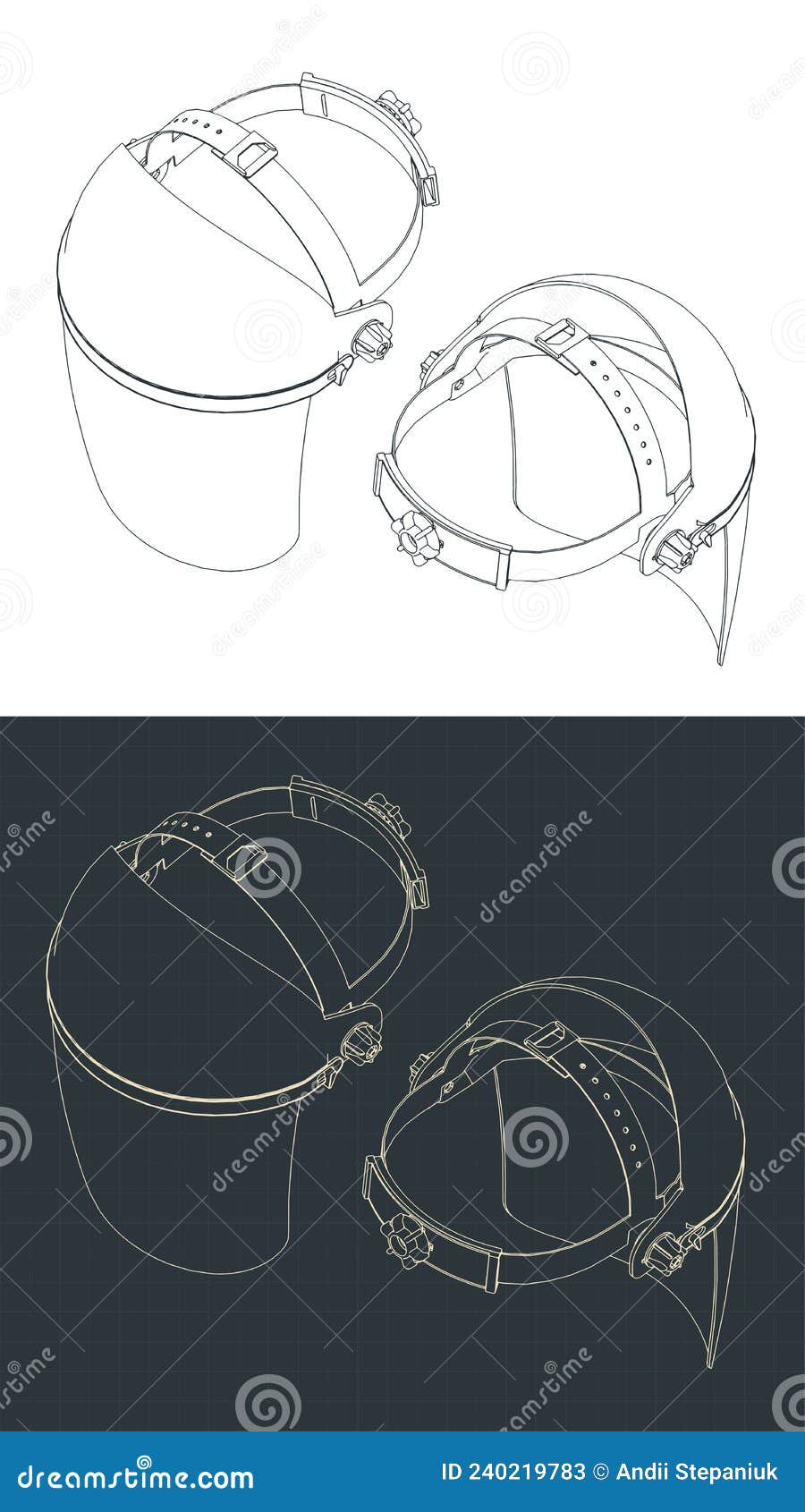 Protective Face Plastic Mask Isometric Blueprints Stock Vector ...