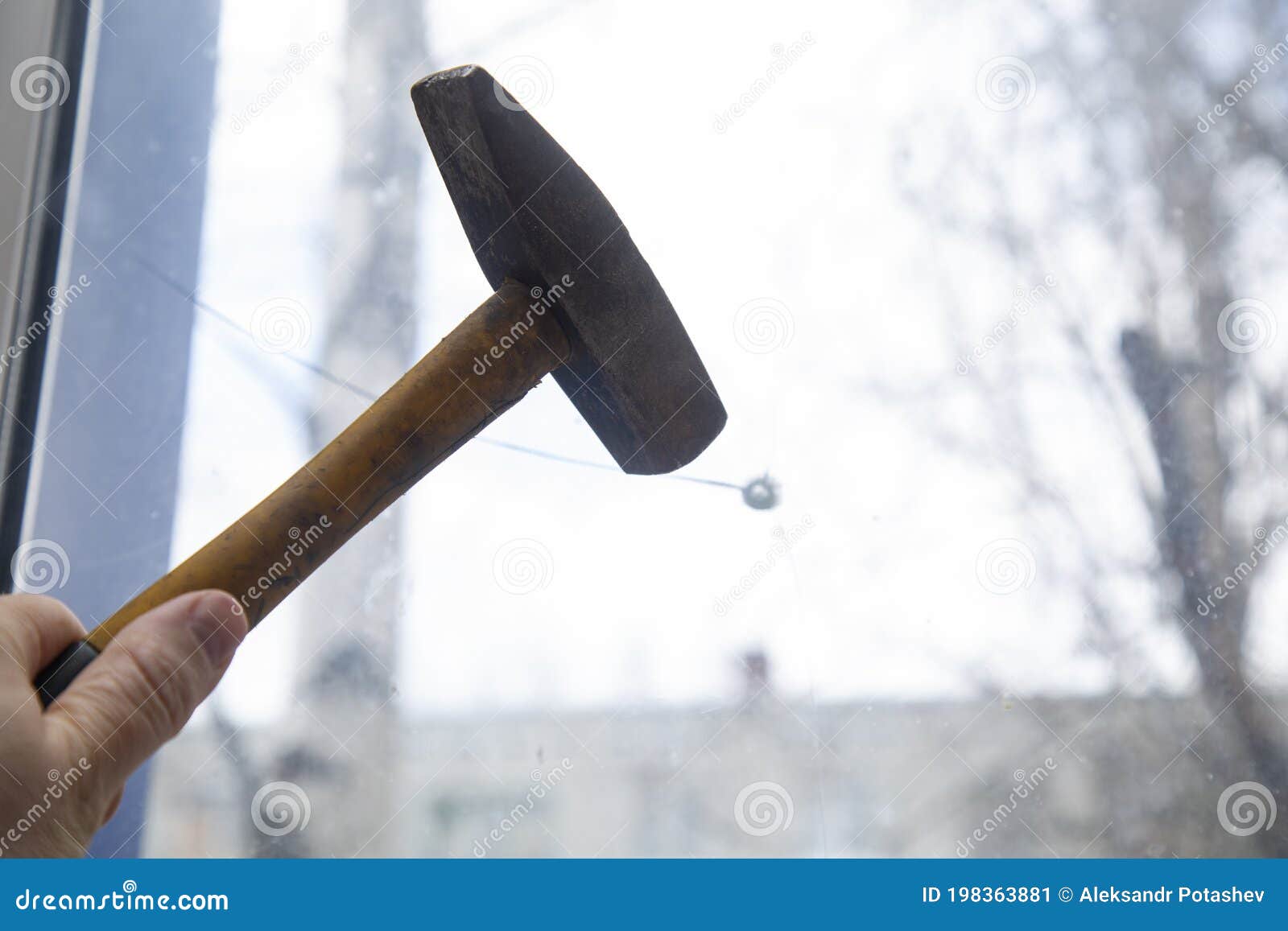 Protective Film Installed on the Glass. Checking the Security of the ...