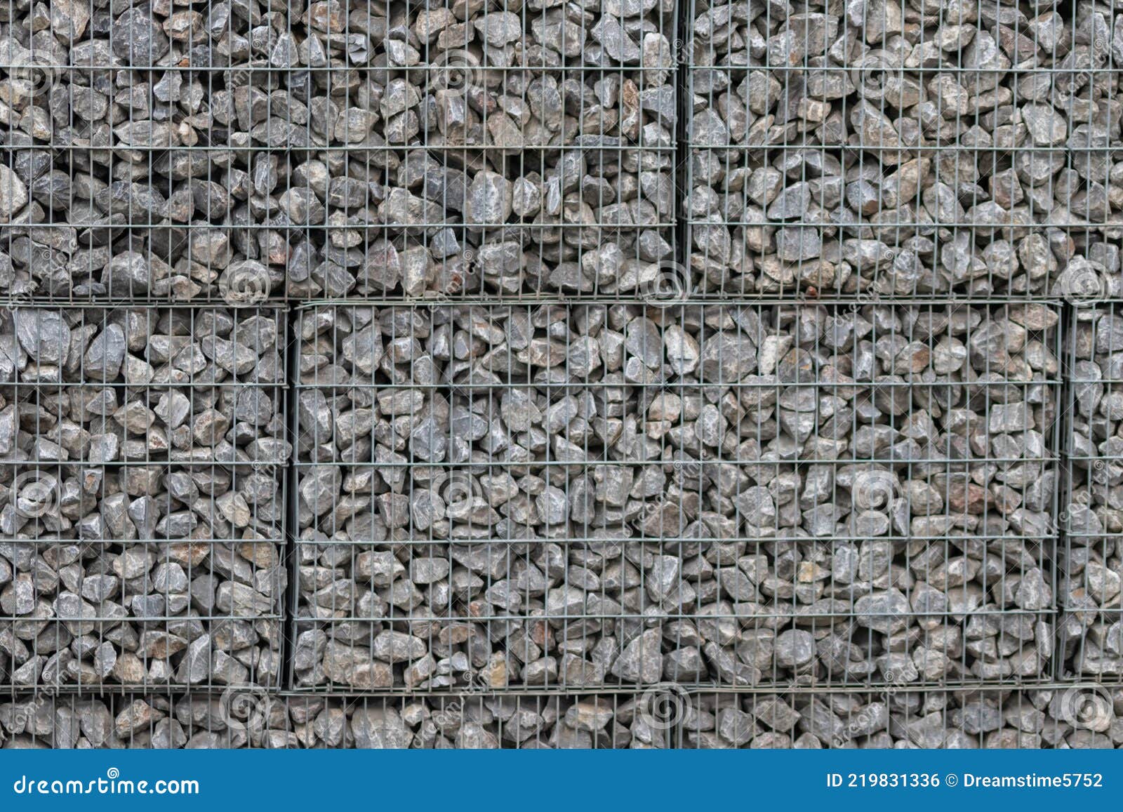 Protective Gabions with Grey Broken Stones Behind Grid As Solid Fence ...