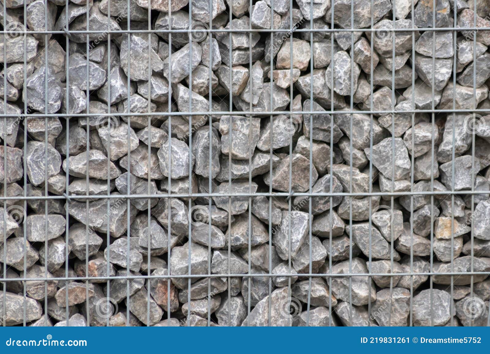Protective Gabions with Grey Broken Stones Behind Grid As Solid Fence ...