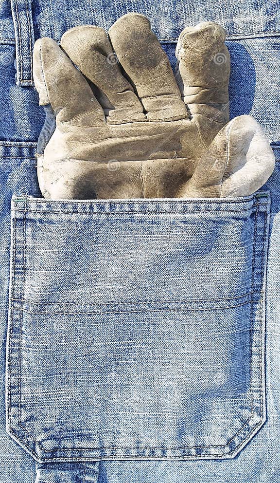 Working glove in pocket stock image. Image of pants, close - 29950697