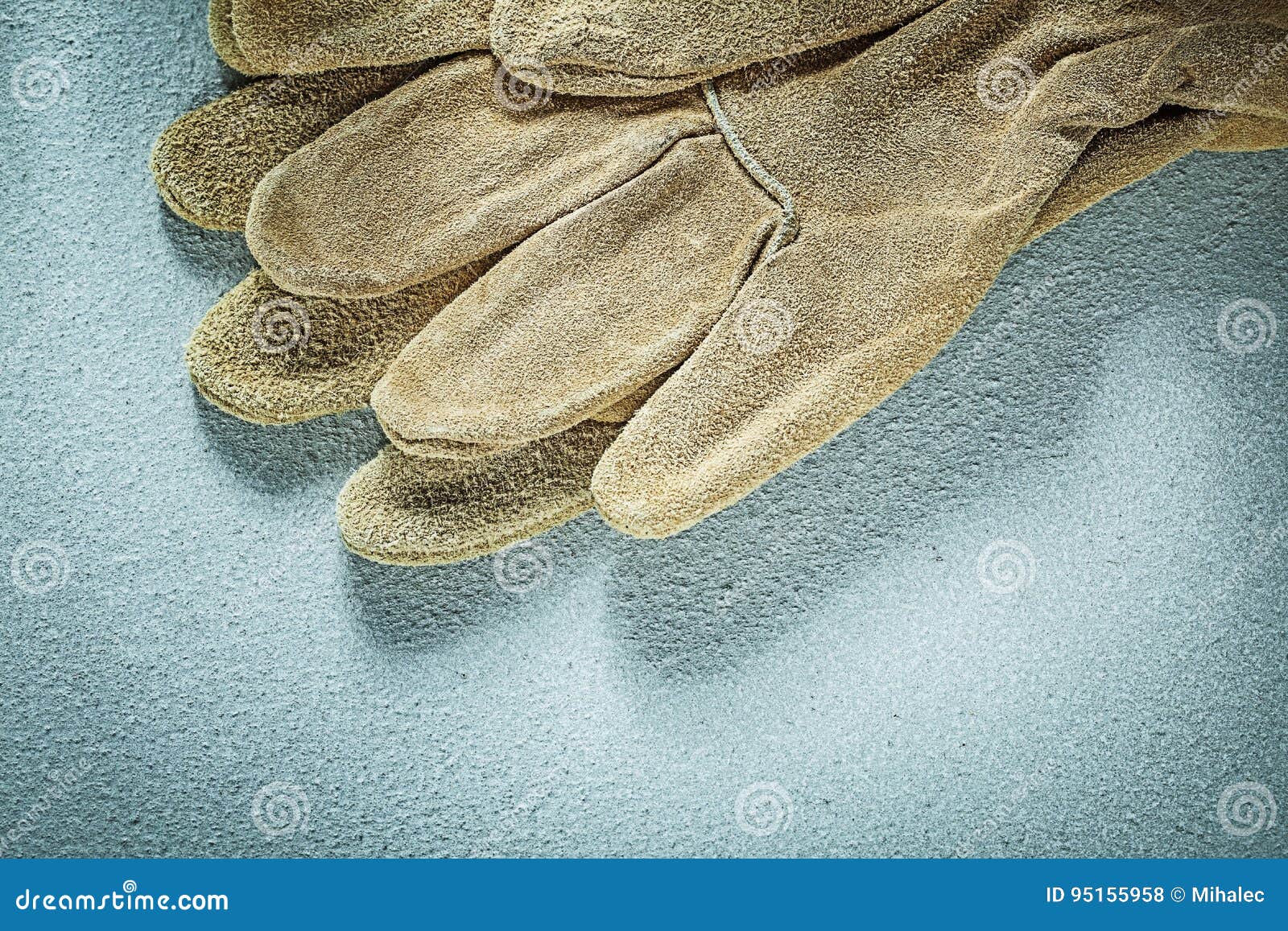 Protective Gloves on Concrete Surface Construction Concept Stock Photo ...