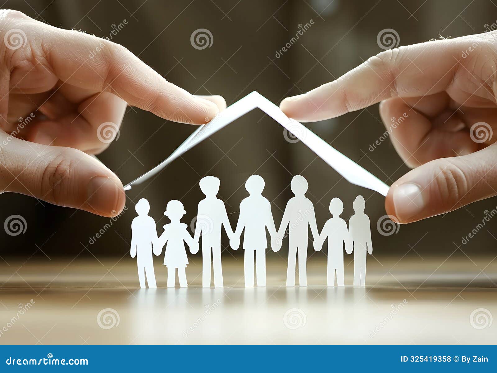 Protective Hands Guarding Family Figures Symbolizing Family Care and ...