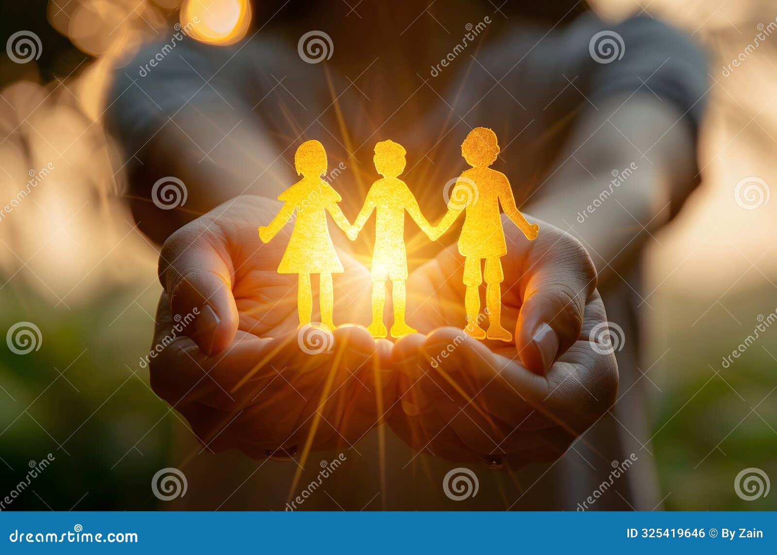 Protective Hands Guarding Family Figures Symbolizing Family Care and ...