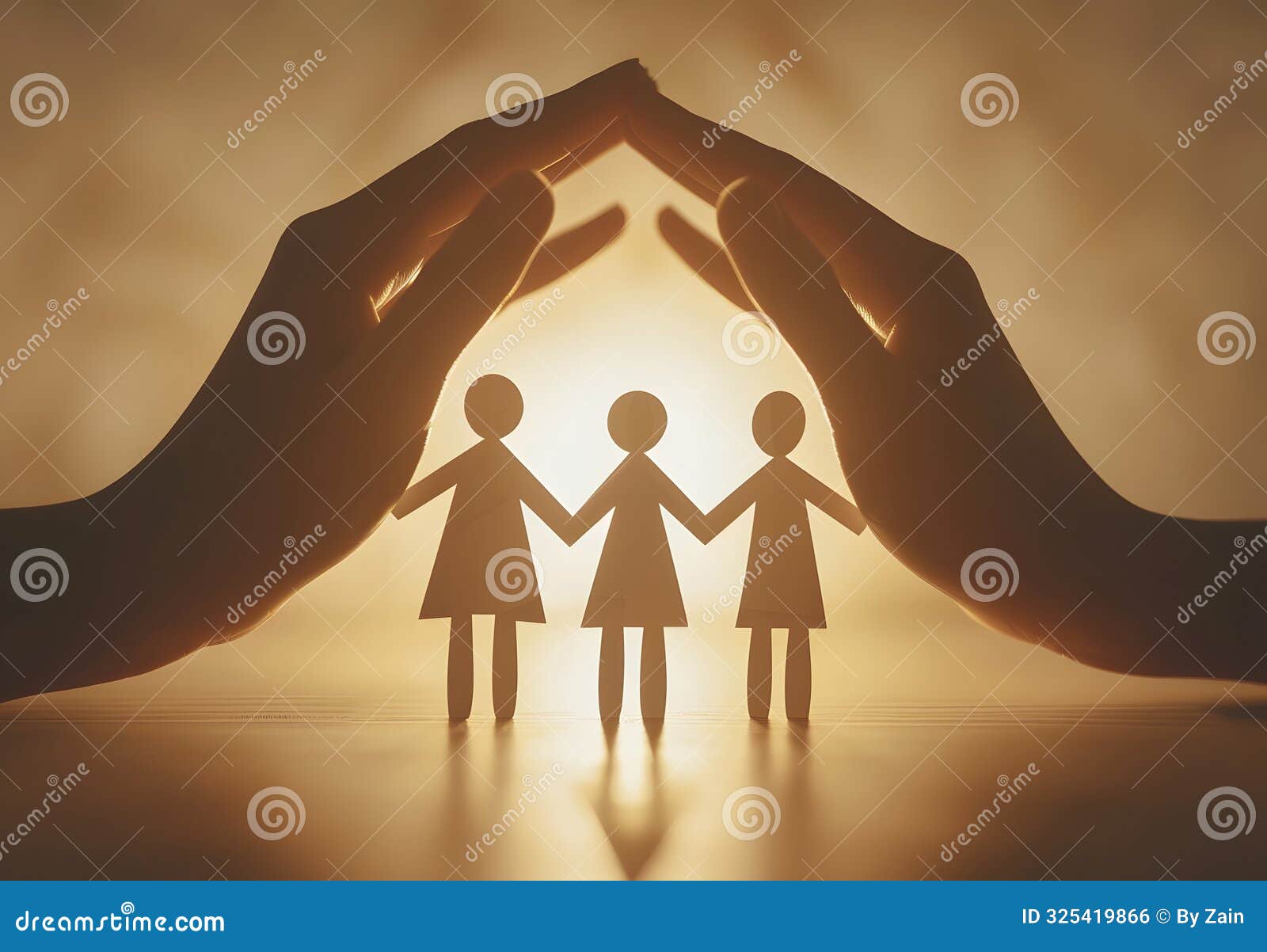 Protective Hands Guarding Family Figures Symbolizing Family Car Support ...