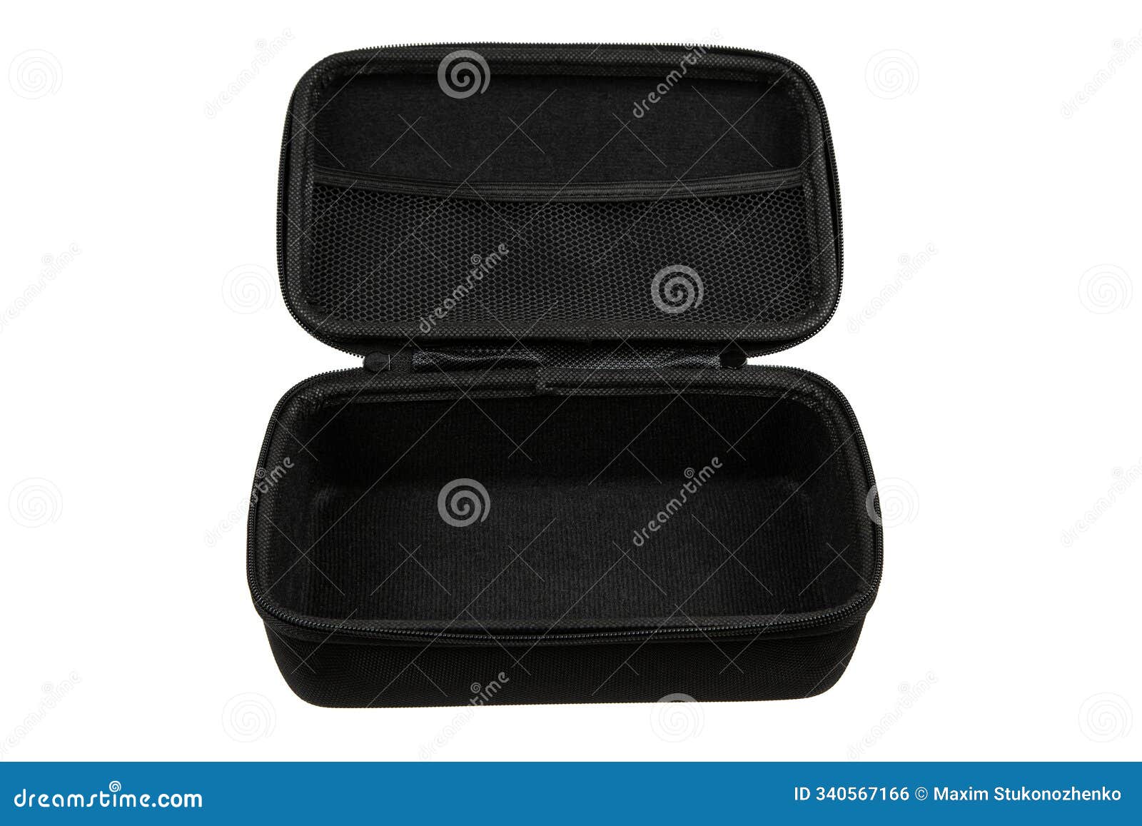 Protective Hard Case with a Zipper and a Black Fabric Texture. Isolate ...