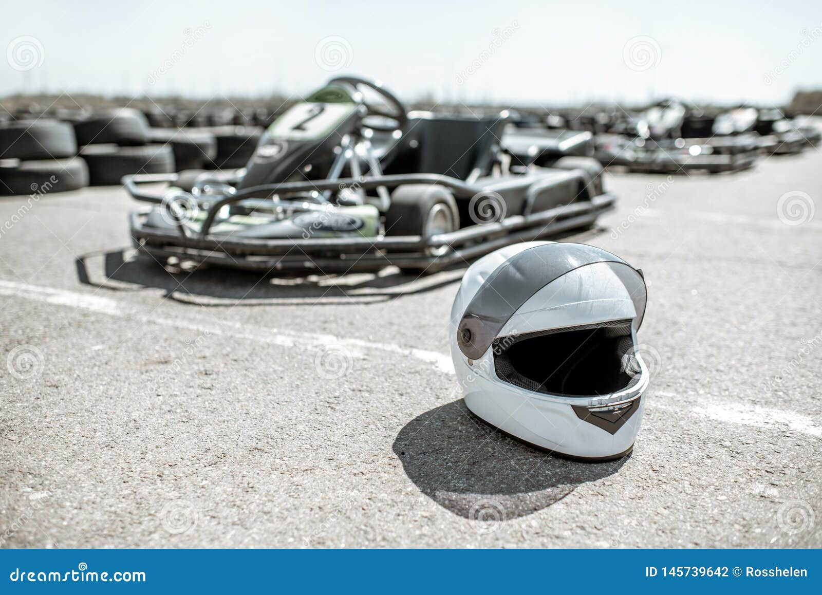 Protective Helmet on the Go-kart Track Stock Photo - Image of safe ...