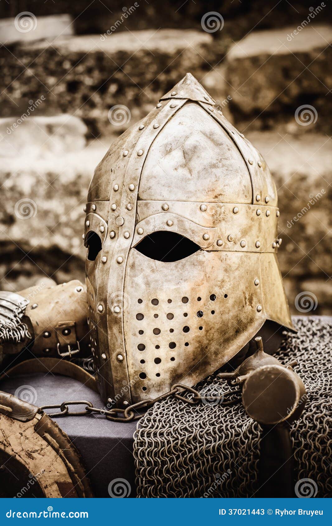 Protective Helmet Medieval Knight Stock Image - Image of helmet ...