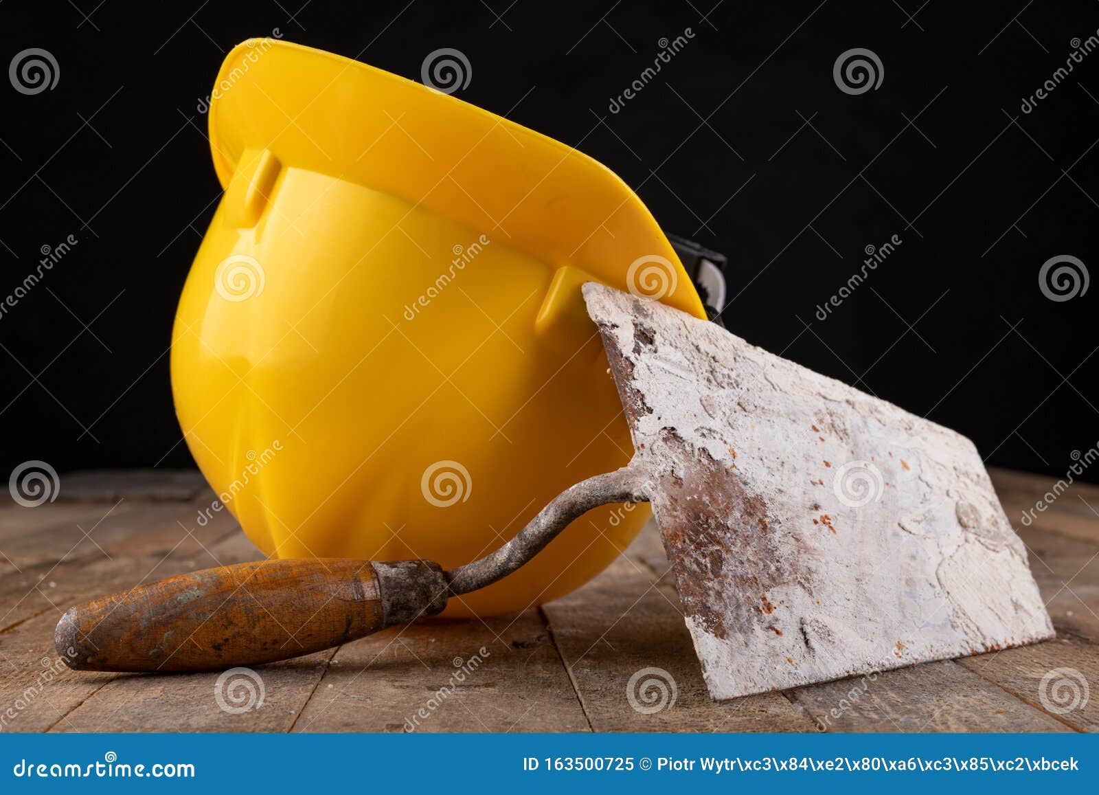 Protective Helmet and Tools for Bricklayer. Work Accessories for ...