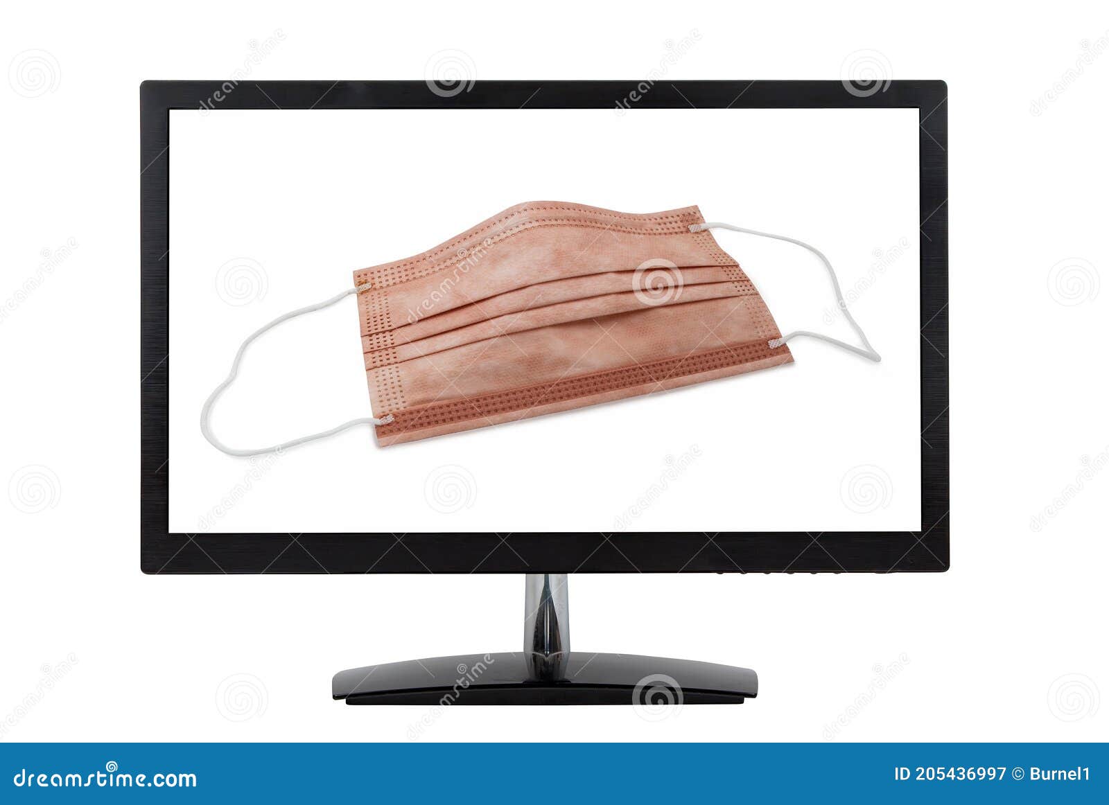 Protective Mask and Computer Monitor Stock Image - Image of data ...