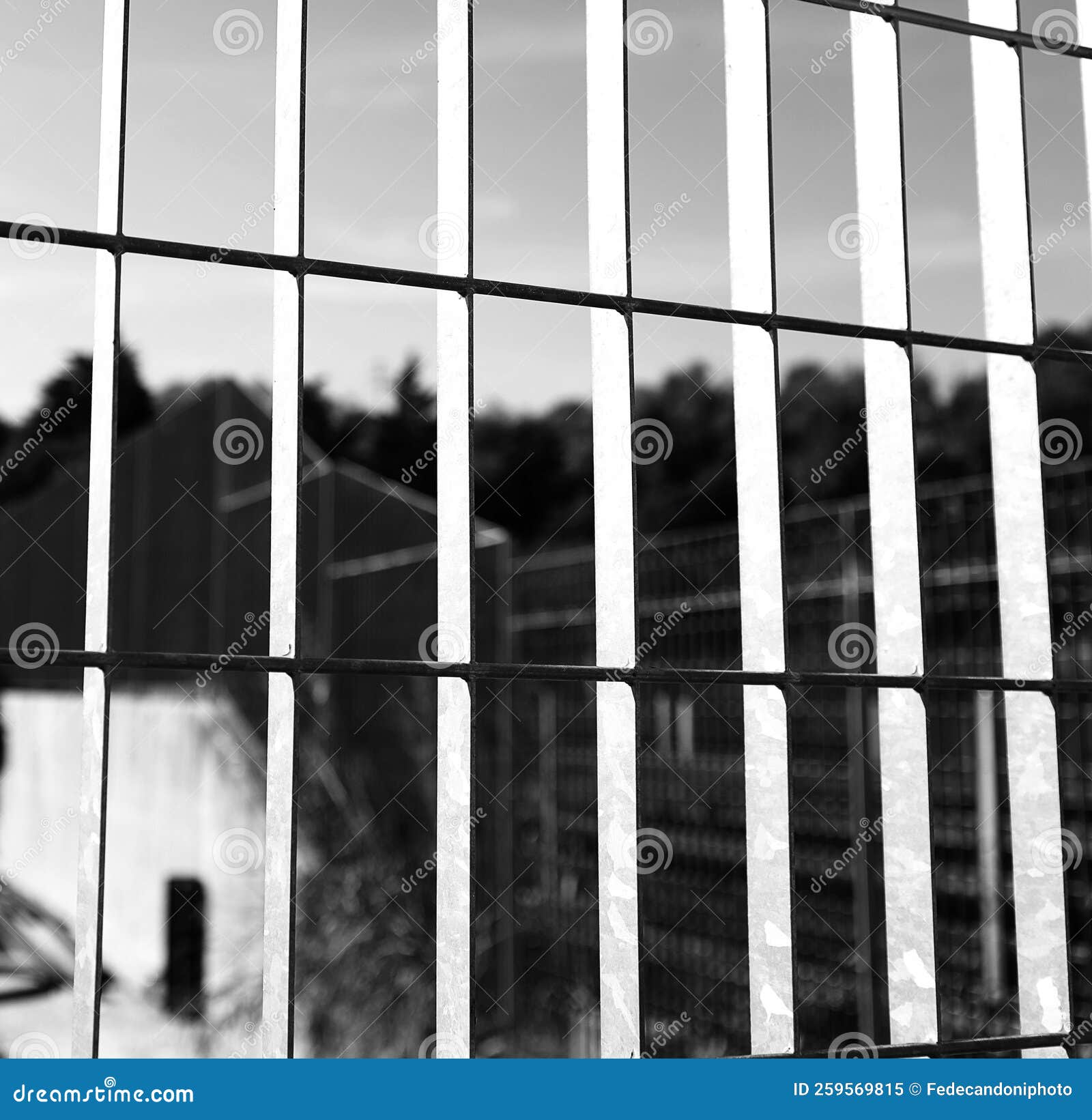 Protective Railing in a Prison with Black and White Effect Stock Image ...