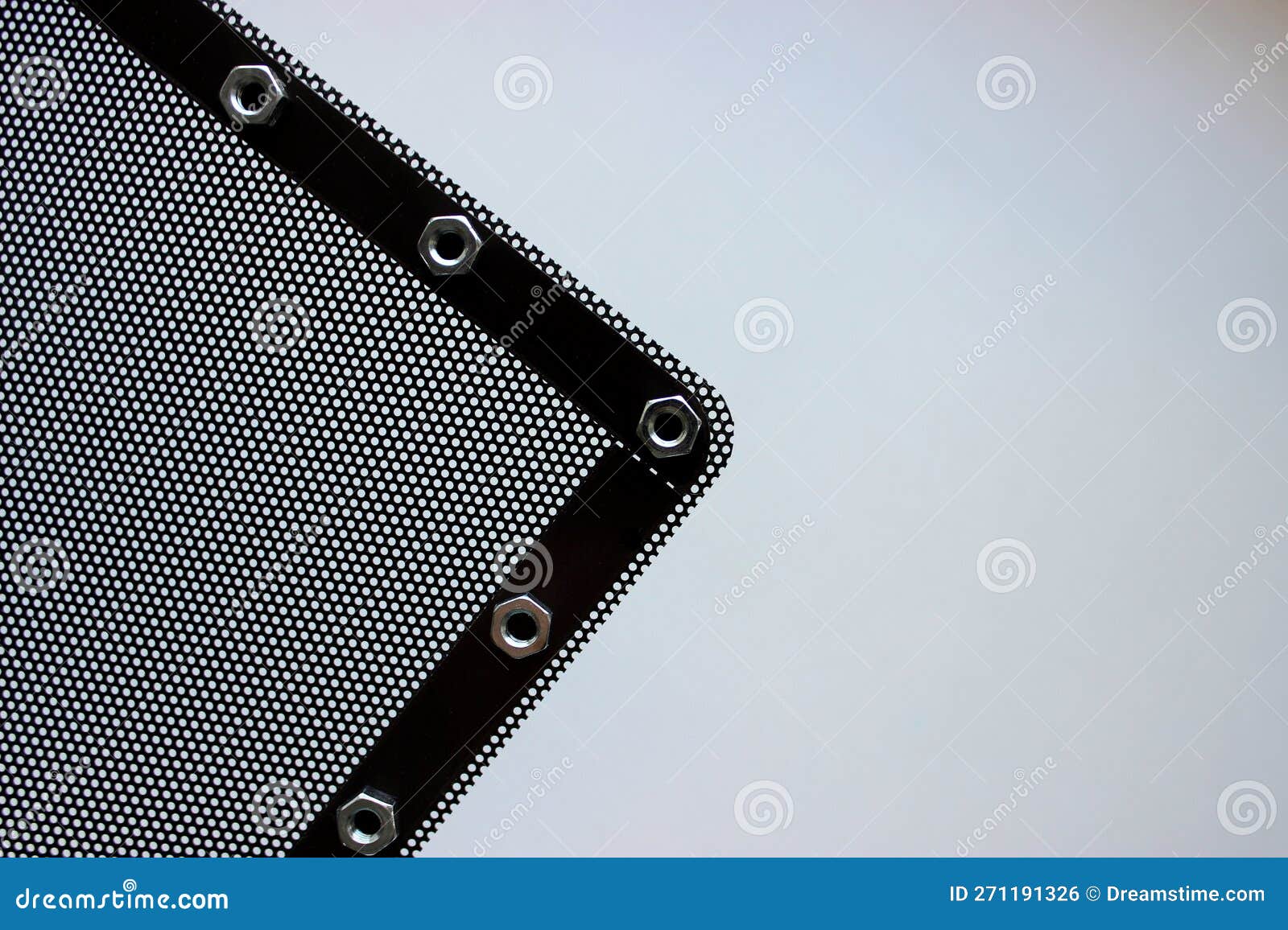 Part of Black Metal Perforated Panel with Shiny Nuts Around the Edges ...