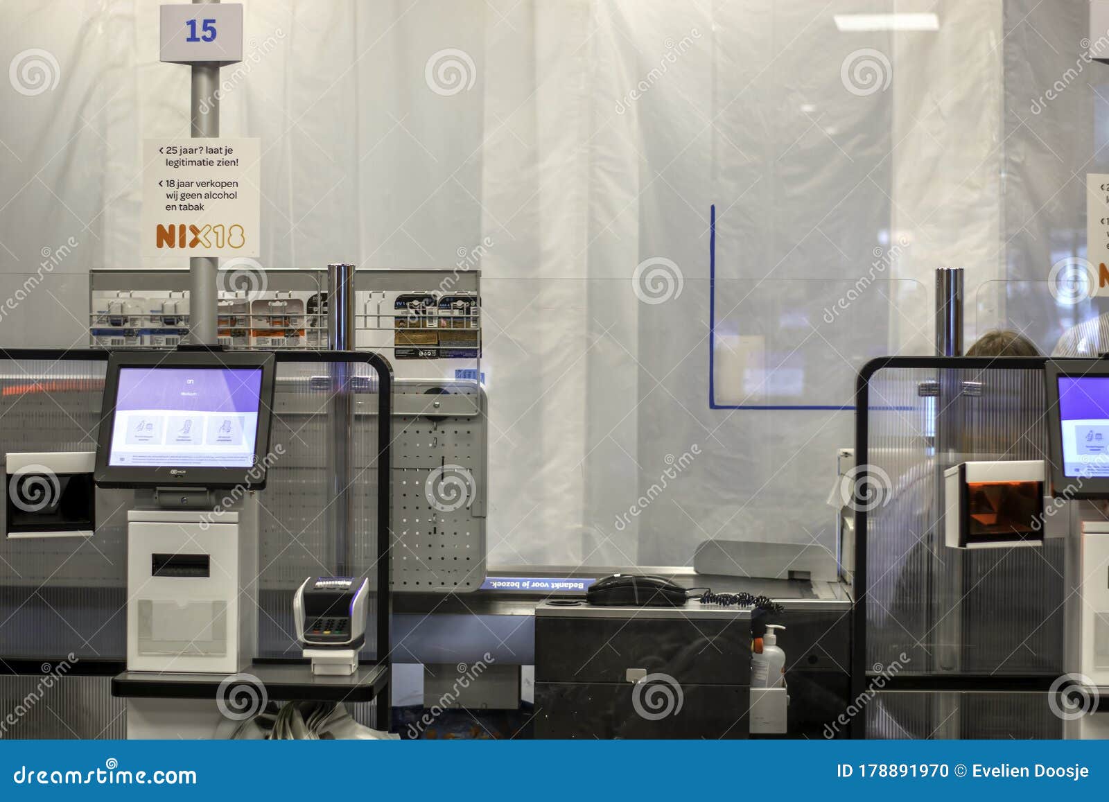 Protective Plastic Screen Installed at the Tills in Supermarket To Stop ...