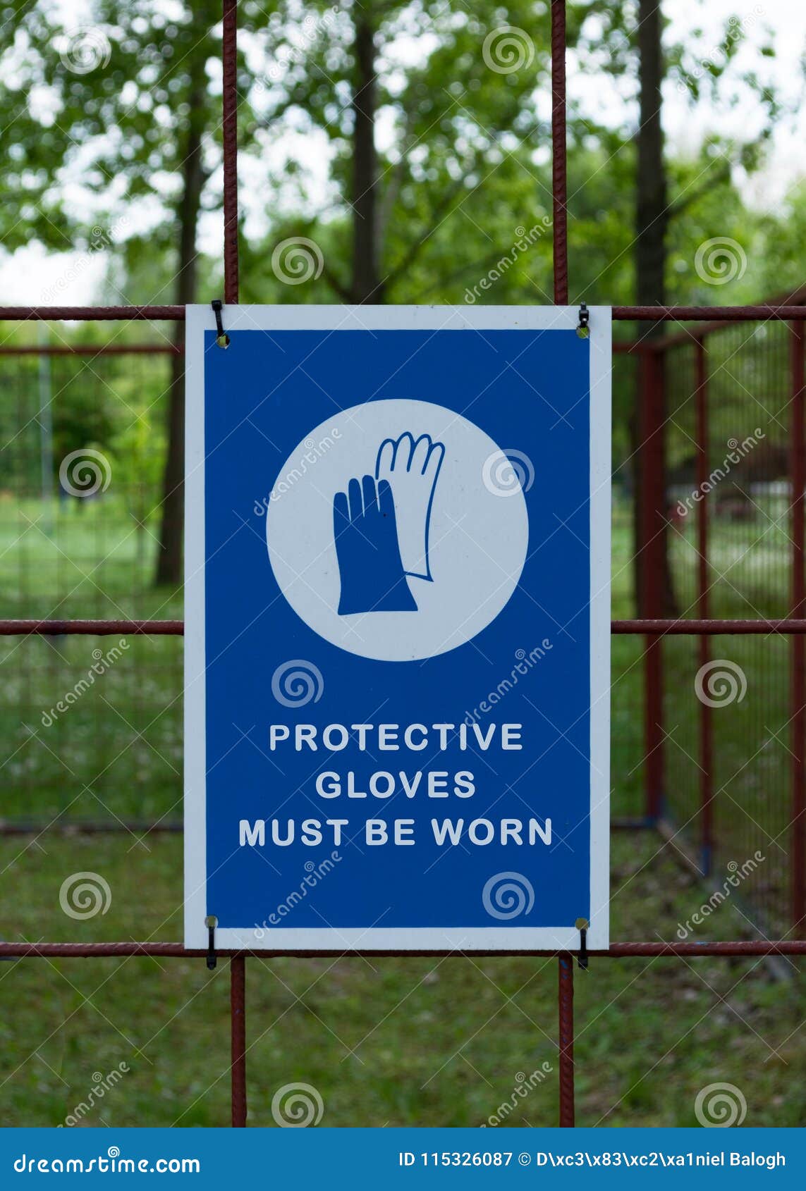 Protective Safety Gloves Must Be Worn, Mandatory Sign. Stock Image ...