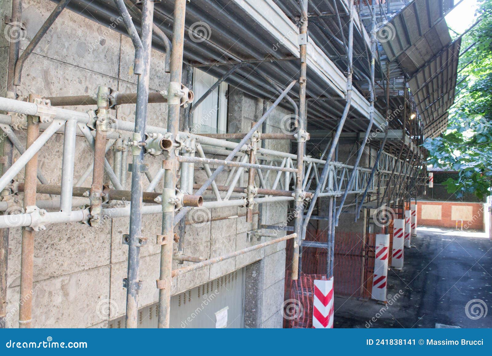 Protective Scaffolding of a Building Stock Image - Image of electricity ...
