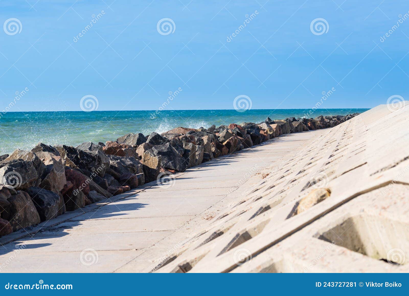 Protective Seawall Made of Concrete Blocks on the Coast Stock Image ...