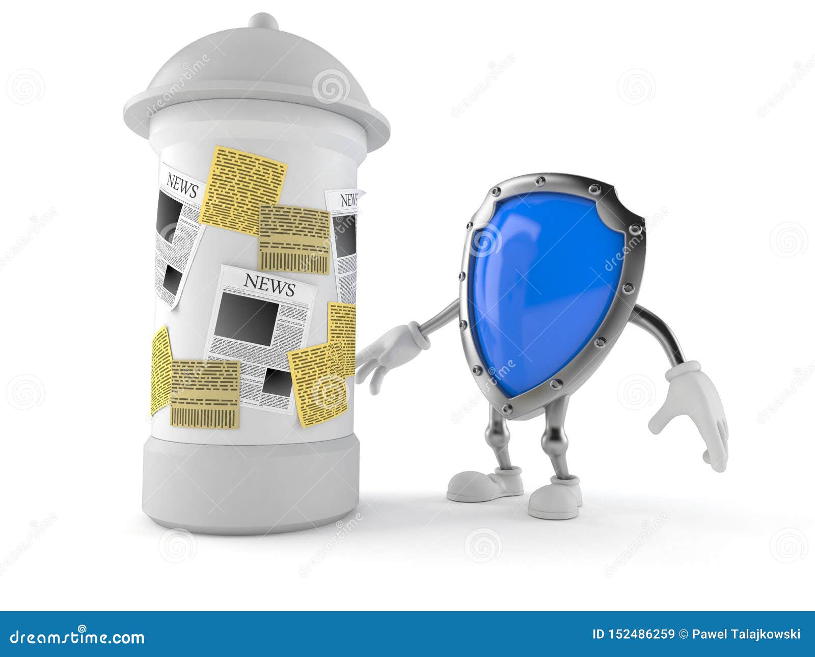 Protective Shield Character with Advertising Column Stock Illustration ...
