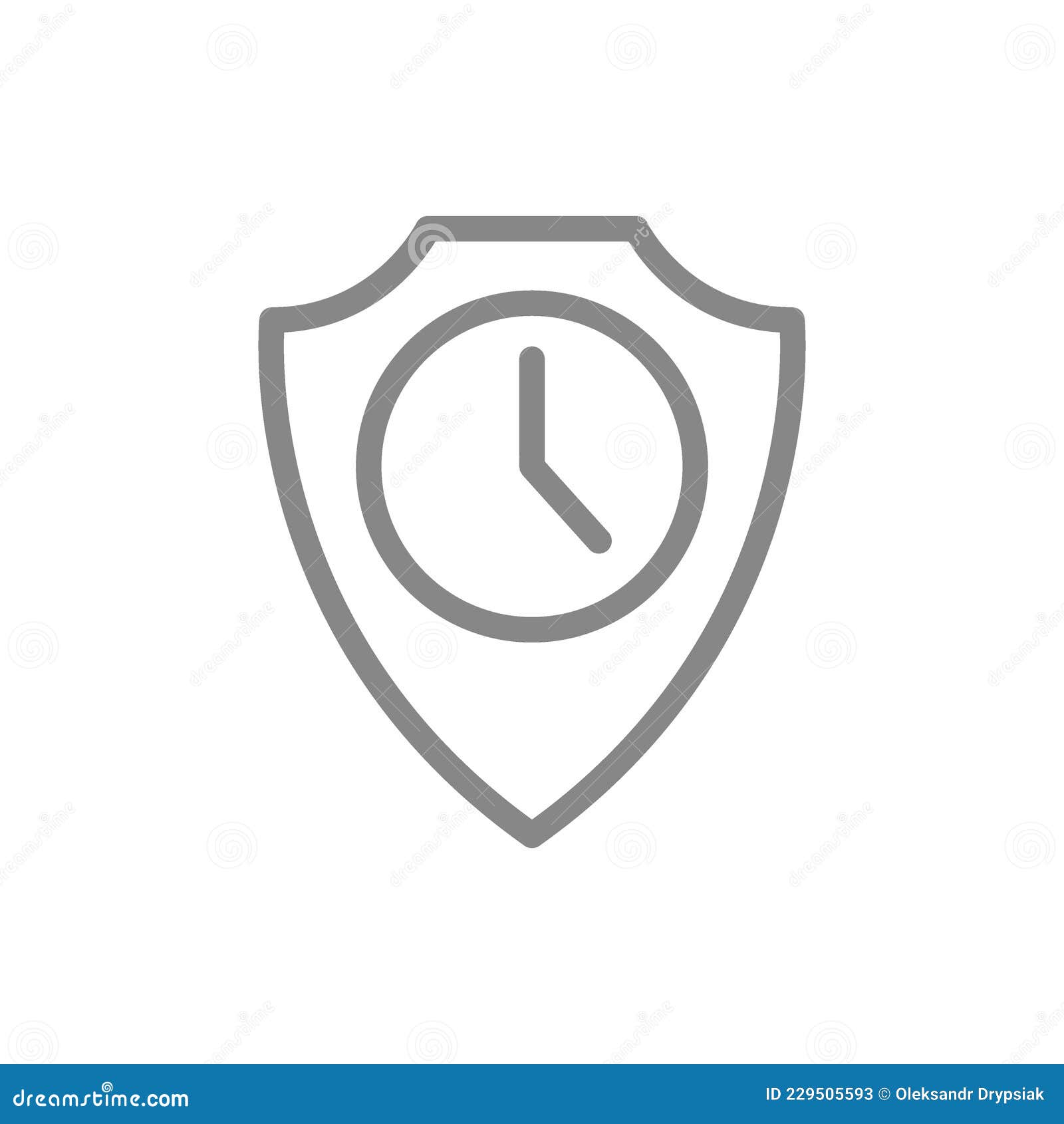 Protective Shield with Clock Line Icon. Protection, Working Time ...
